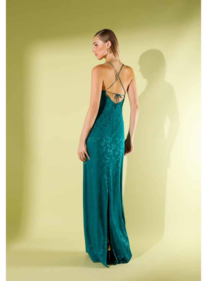Long Green Jacquard Lingerie Dress For Weddings Invitadisima