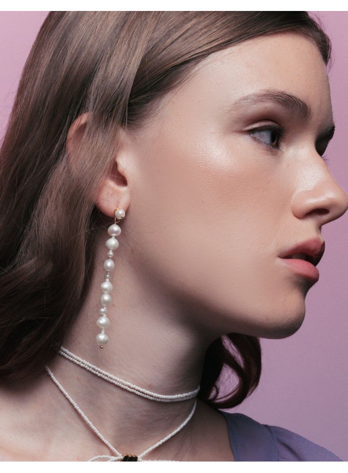 Long pearl party earrings