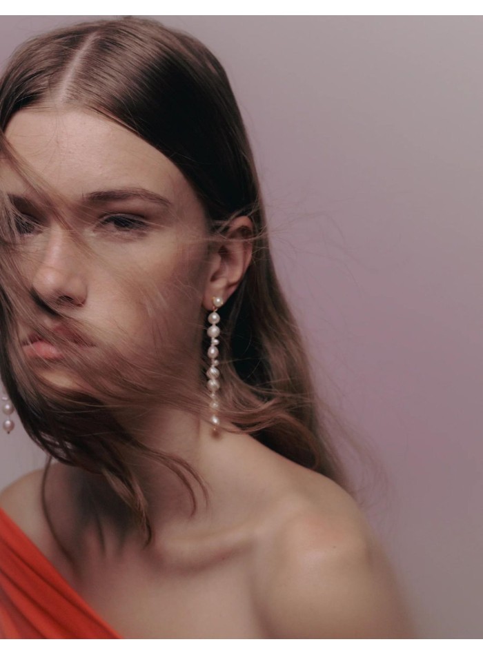 Long pearl party earrings