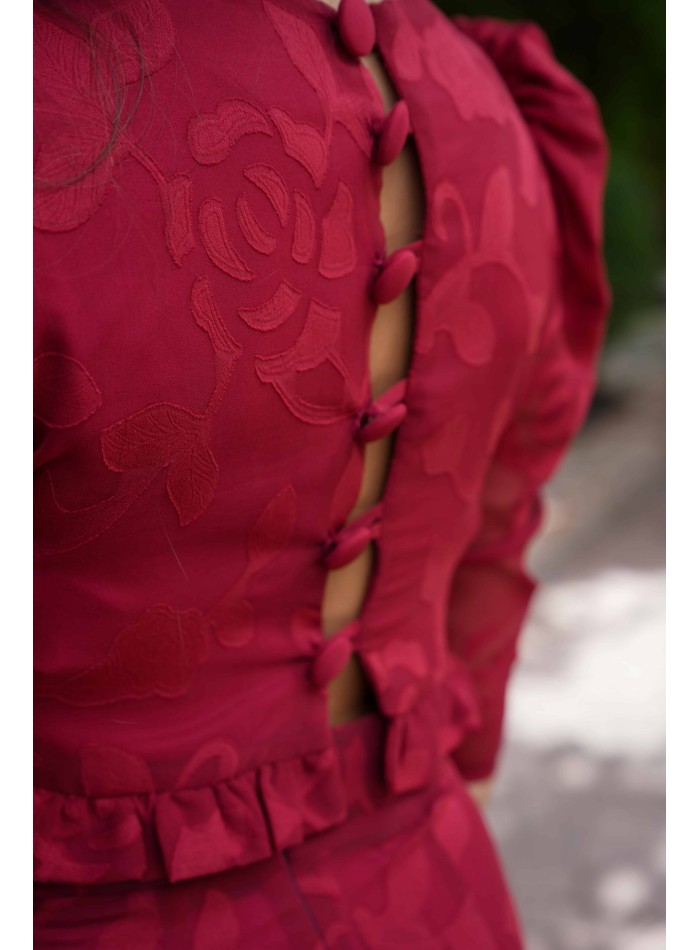 Set of top and tube skirt in brocade chiffon | INVITADISIMA