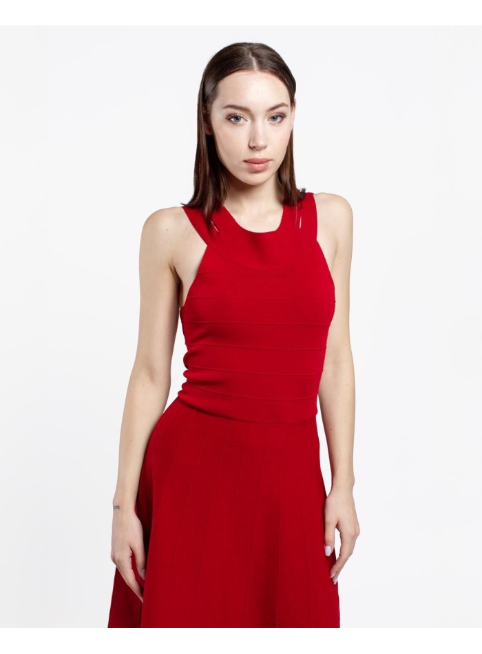 Short red knitted dress for formal events | INVITADISIMA
