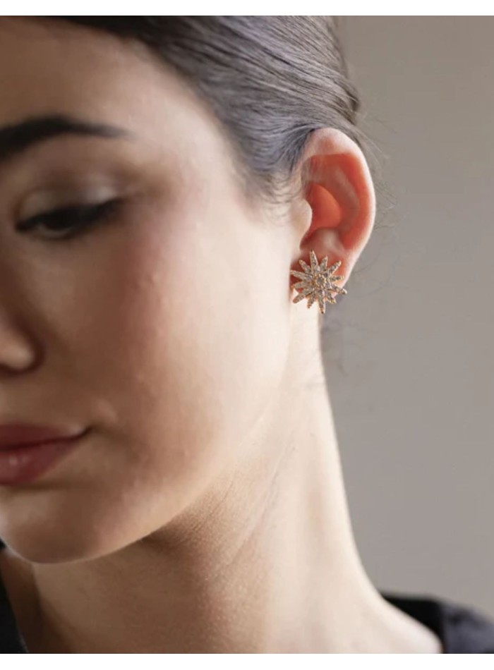 Star shaped earrings with zirconia stones | INVITADISIMA