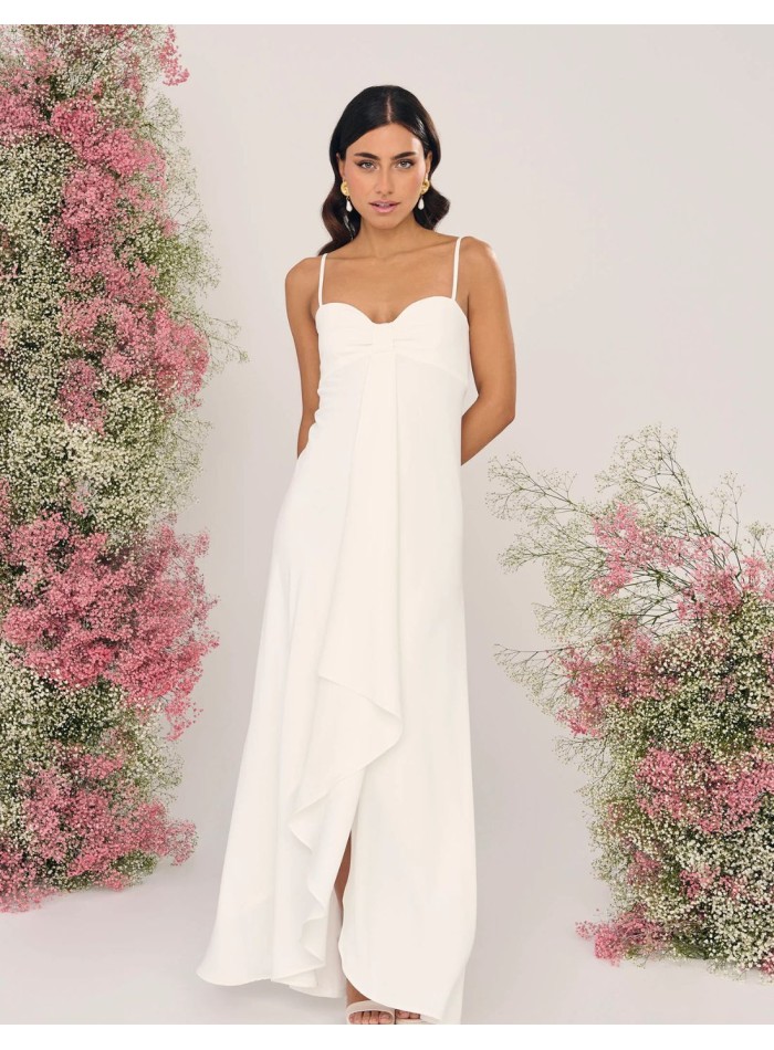 Wedding dress crepe crepe draped neckline : INVITADISIMA