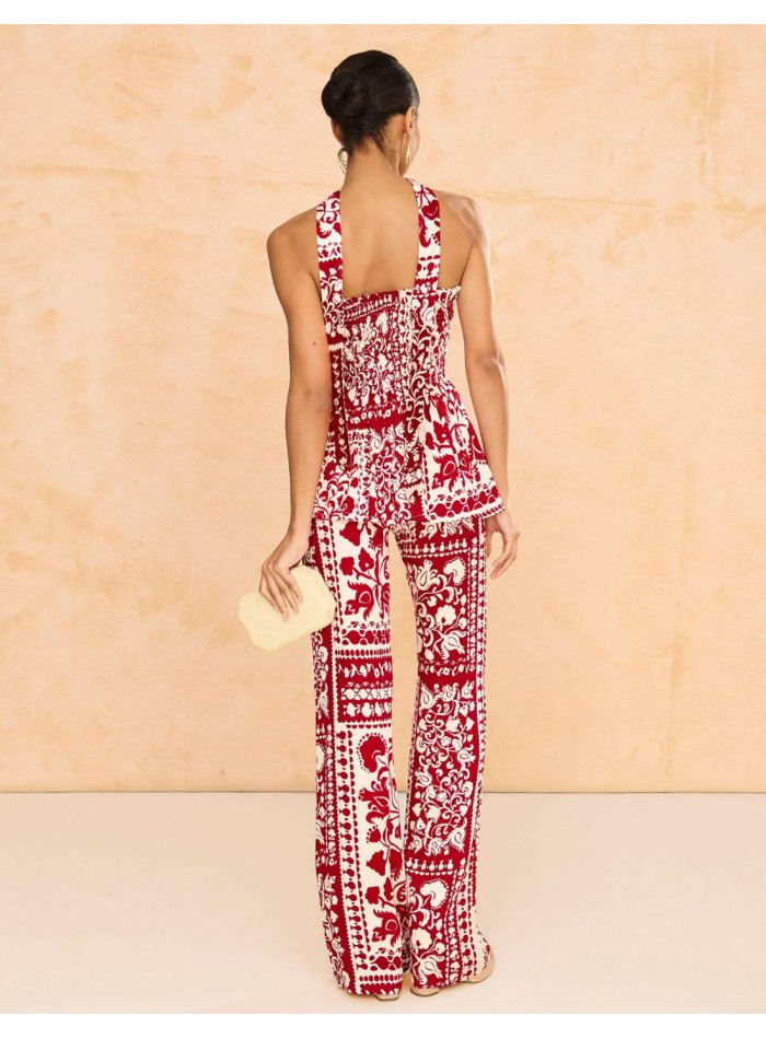 Top de fiesta estampado con drapeado y chal | INVITADISIMA