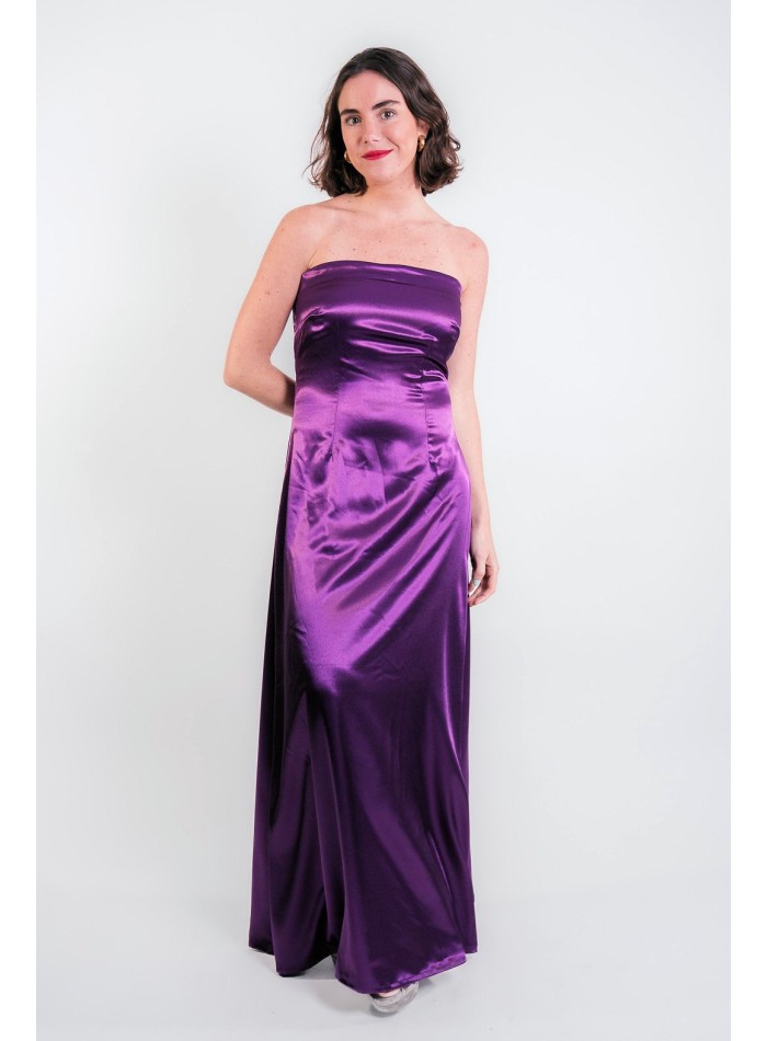 Long strapless purple dress : INVITADISIMA