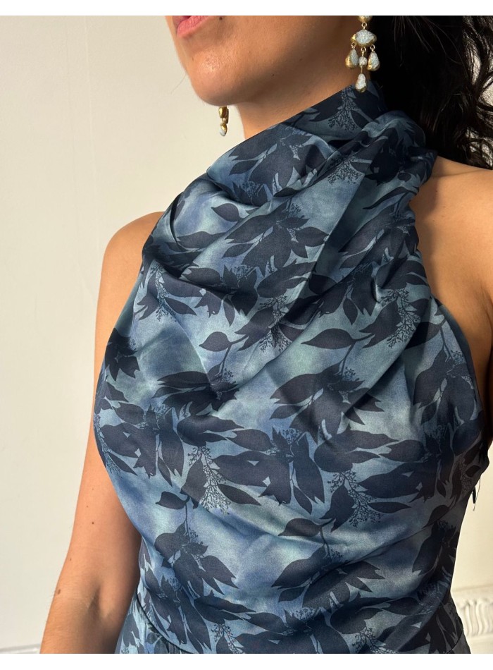 Printed midi dress for guest with closed neckline | INVITADISIMA