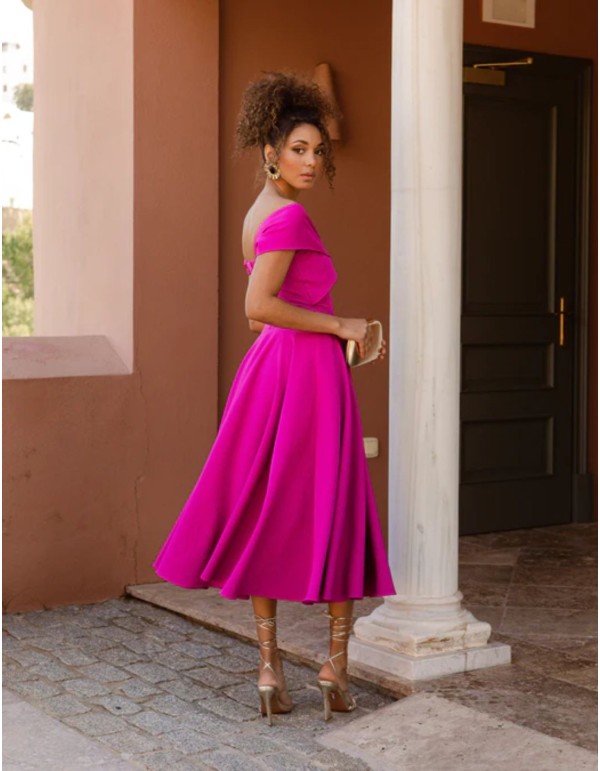 Short party dress with crossover skirt | INVITADISIMA