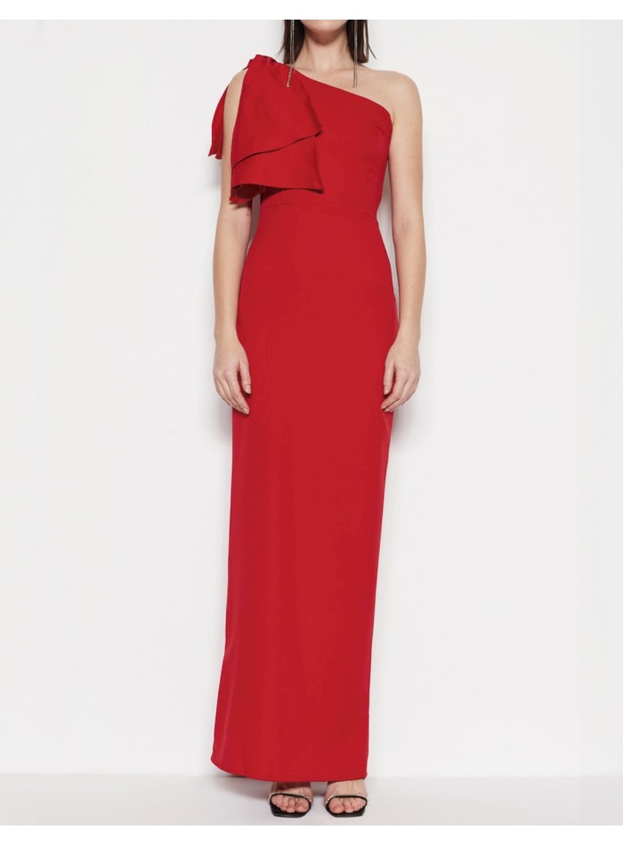 Evening dress with shoulder lace-up for guests | INVITADISIMA