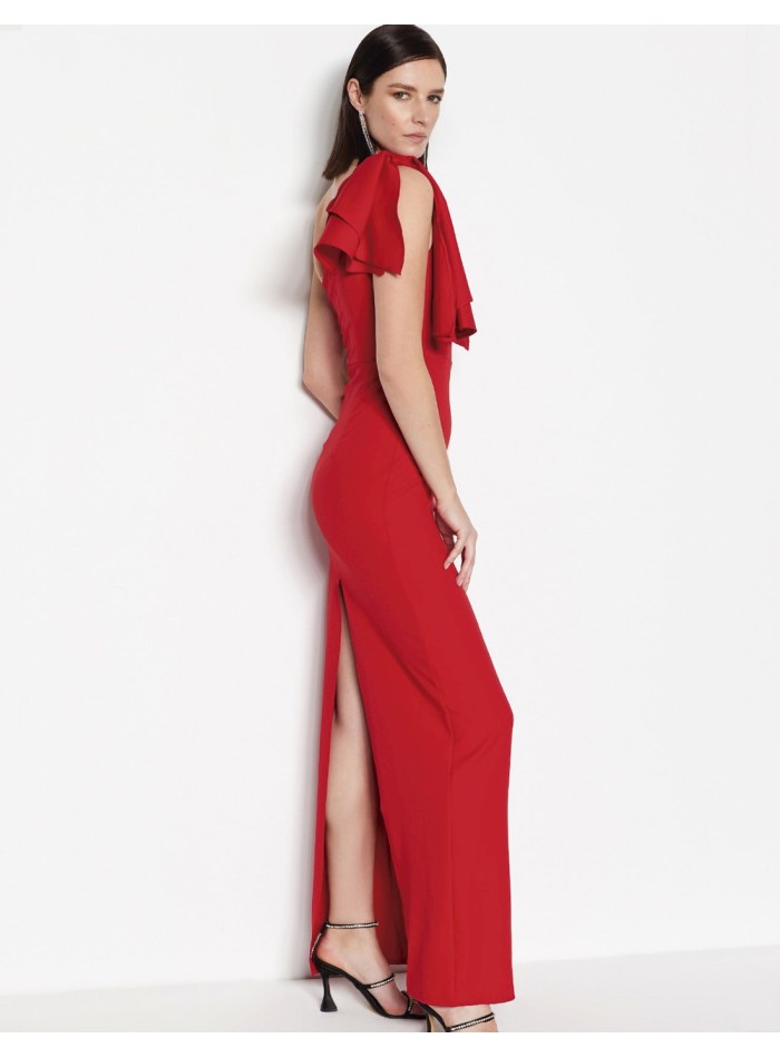 Evening dress with shoulder lace-up for guests | INVITADISIMA