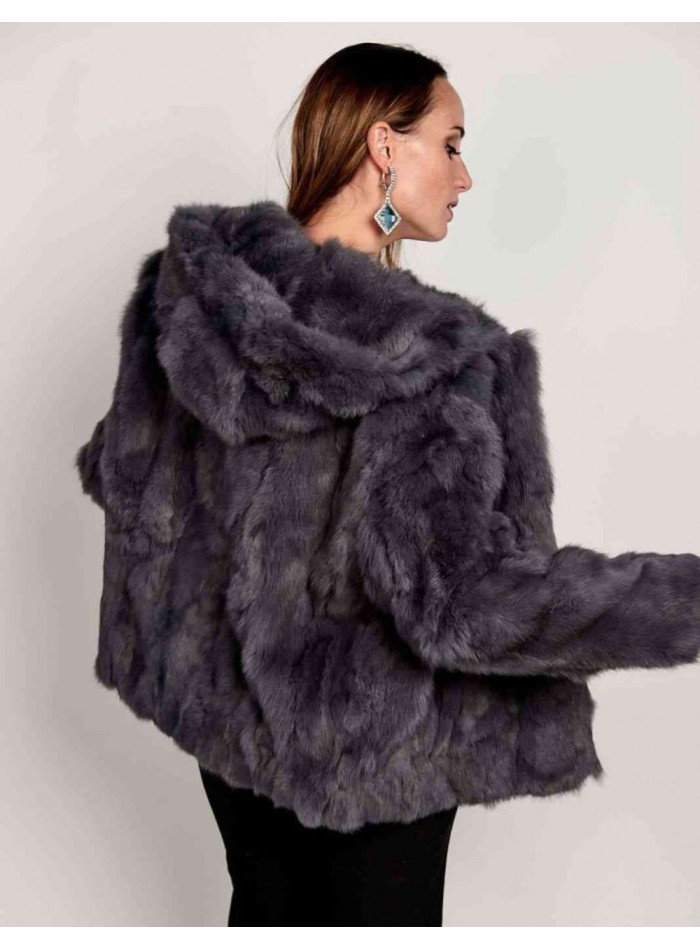 Rabbit fur coat with hood | INVITADISIMA