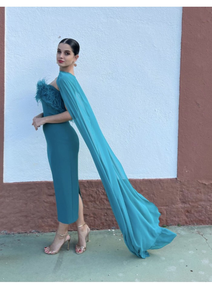 Long party cape in chiffon of various colours | INVITADISIMA