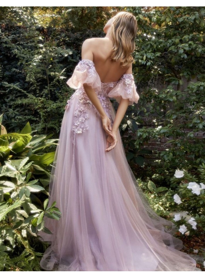 Robe longue de fête avec corset en strass et jupe en tulle | INVITADISIMA